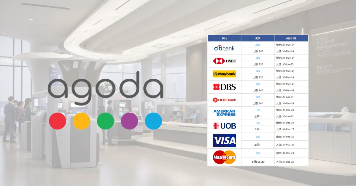 Agoda 信用卡/借记卡酒店优惠 - 2025年5月